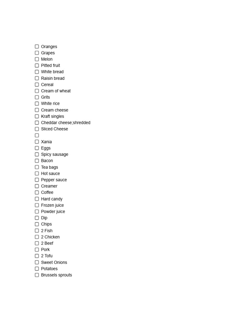 Basic Grocery List PDF | PDF