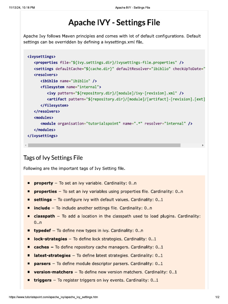 Apache IVY - Settings File | PDF