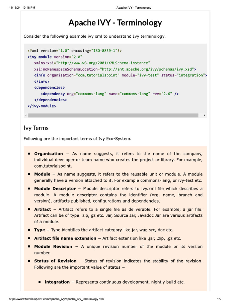 Apache IVY - Terminology | PDF