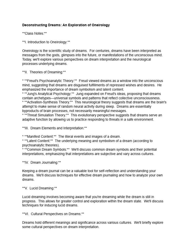 Deconstructing Dreams - An Exploration of Oneirology | PDF | Dream | Dream Interpretation