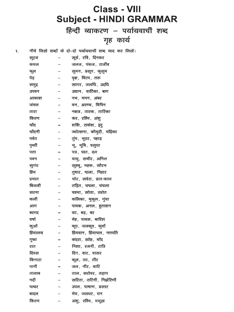 Class 8 Hindi Grammar 1 | PDF