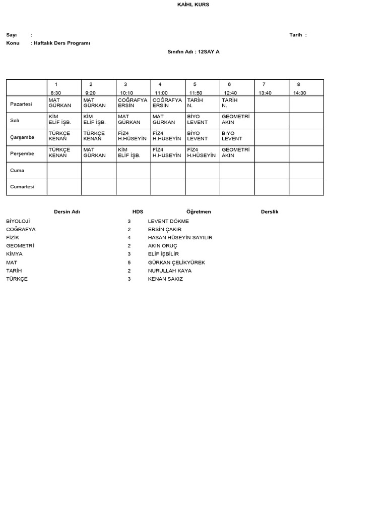Ara Tatil Sınıflar | PDF