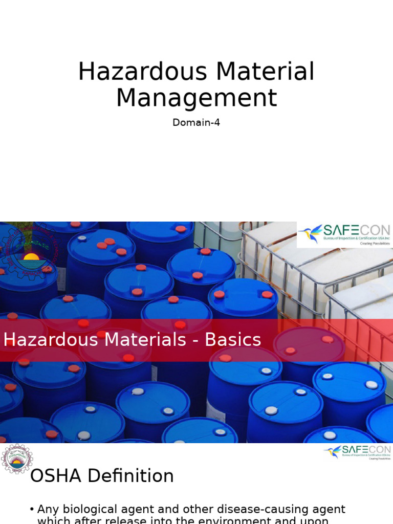 13 Hazardous Material Management | PDF | Dangerous Goods | Chemistry