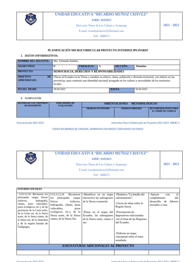 Planificación EESS | PDF | Aprendizaje