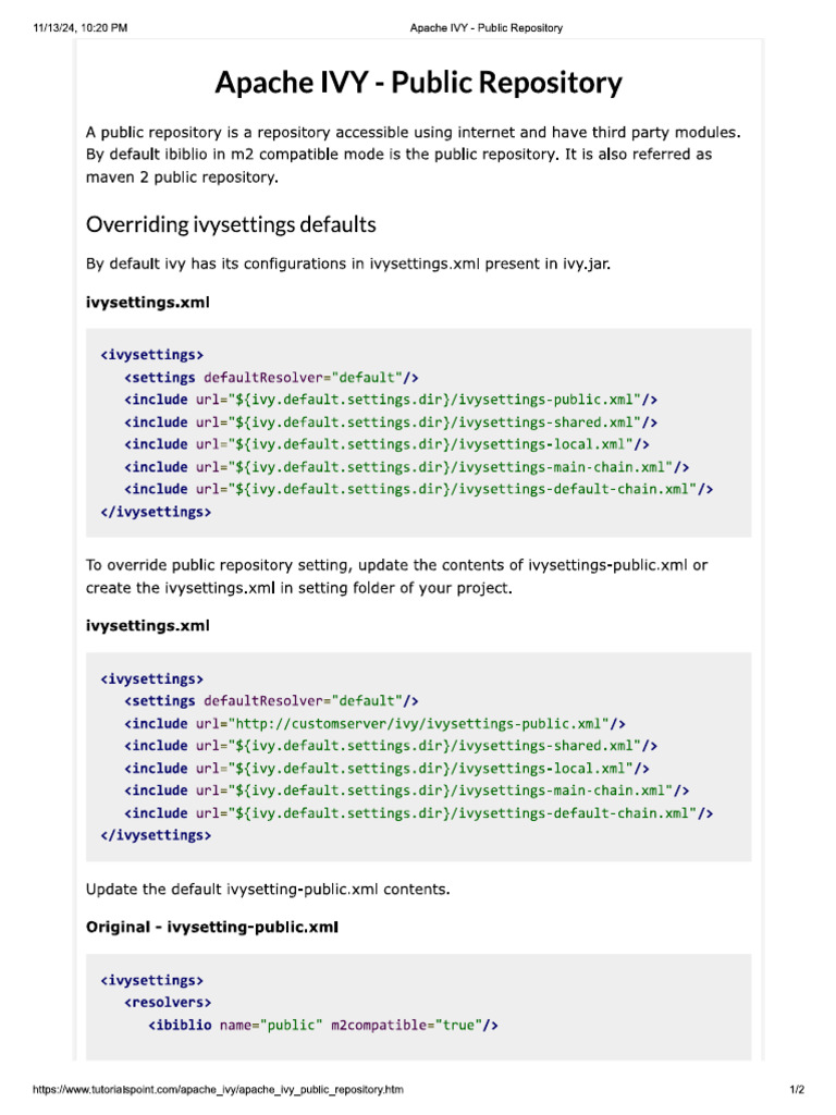 Apache IVY - Public Repository | PDF