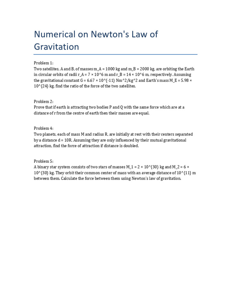 Gravitational Numericals | PDF