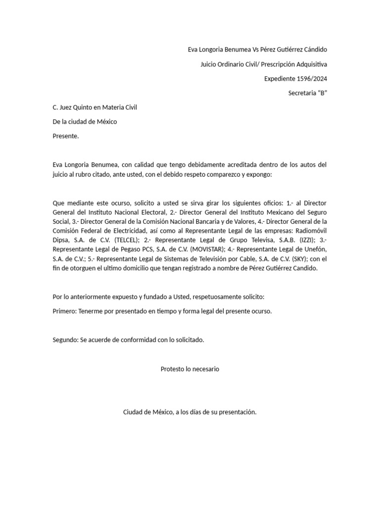 Escritos para Solicitar Oficios | PDF | México