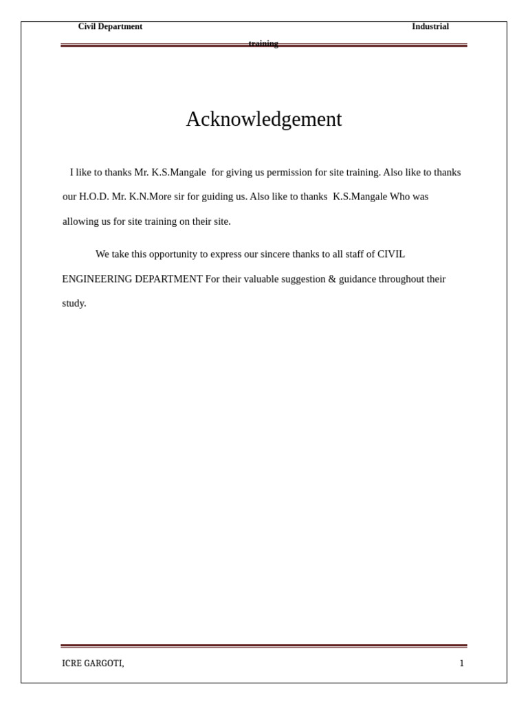 Acknowledgement | PDF | Cement | Concrete