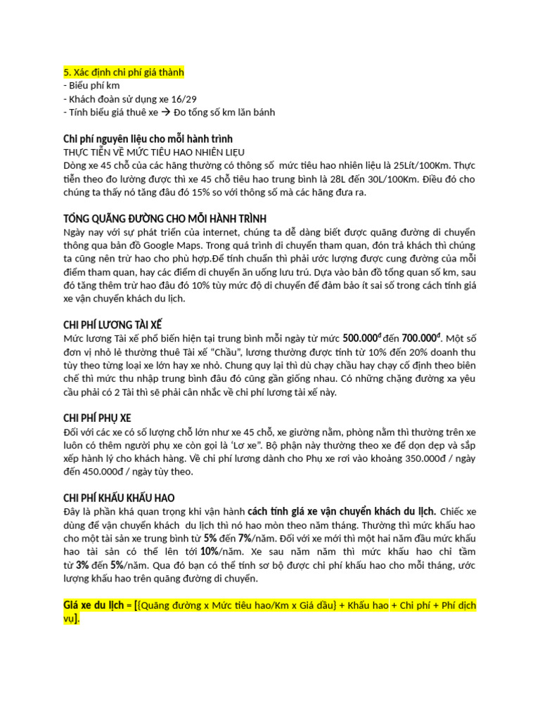 Biểu Giá Xe | PDF