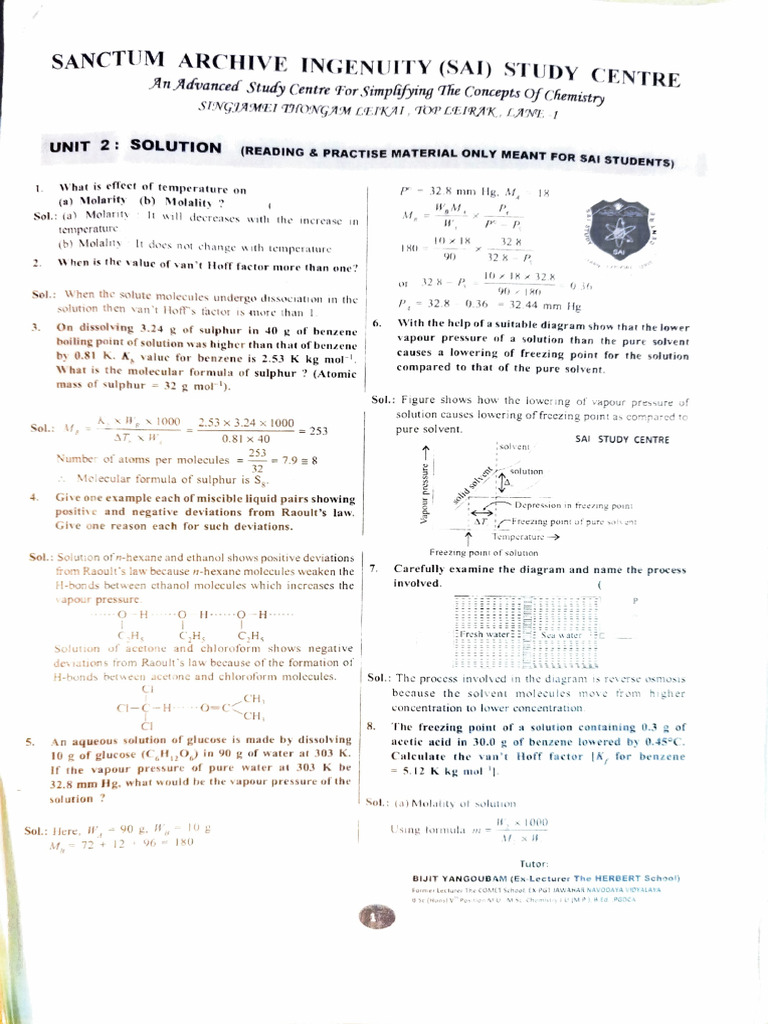 Colligative Properties and Solutions | PDF | Mole (Unit) | Physical Quantities