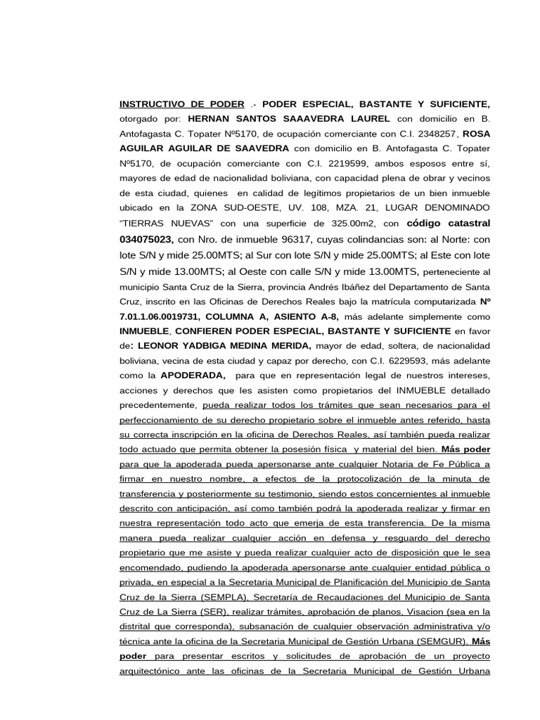 Poder de Venta para Transferencia de Inmueble | PDF | Visa de viaje | Justicia