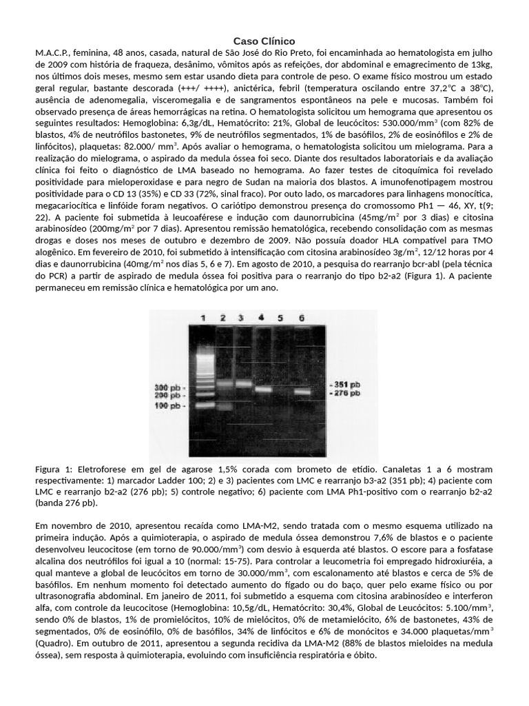 Caso Clínico LMC-LMA (Samanta) | PDF | Glóbulo branco | Vertebrados