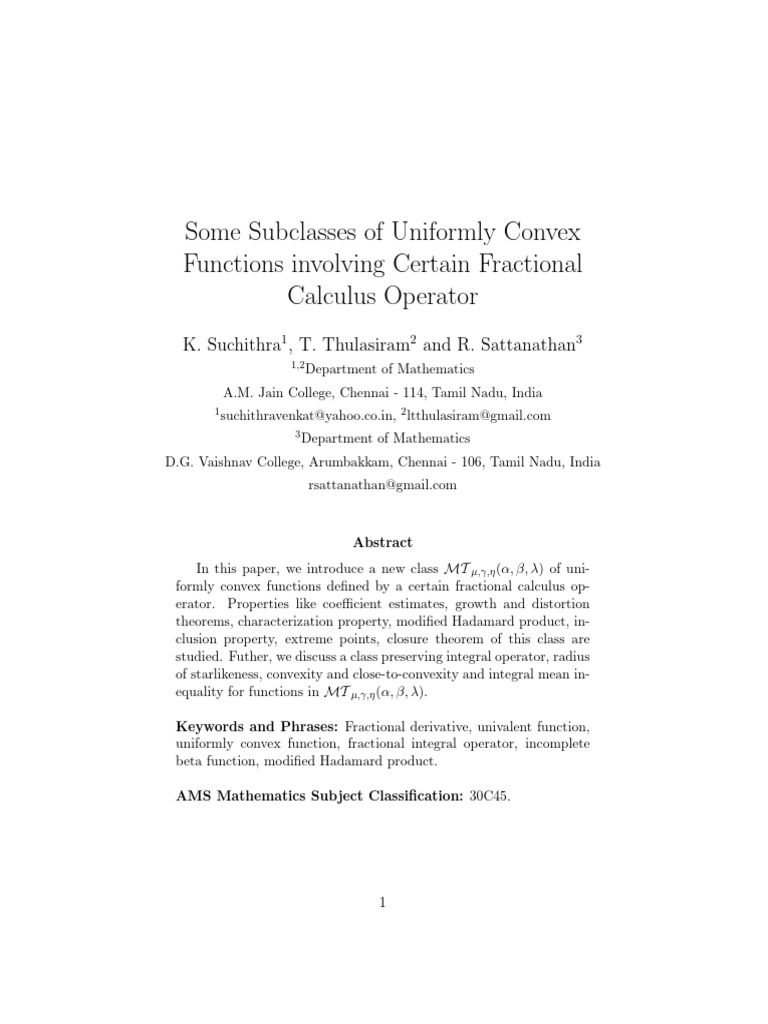 Some Subclasses of Uniformly Convex Func | PDF | Integral | Function ... Some Subclasses of Uniformly Convex Func | PDF | Integral | Function ...