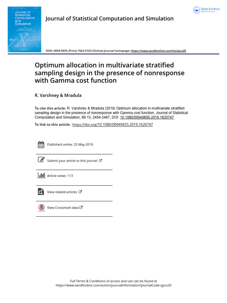 Multivariate Stratified Gamma Cost | PDF | Sampling (Statistics) | Stratified Sampling