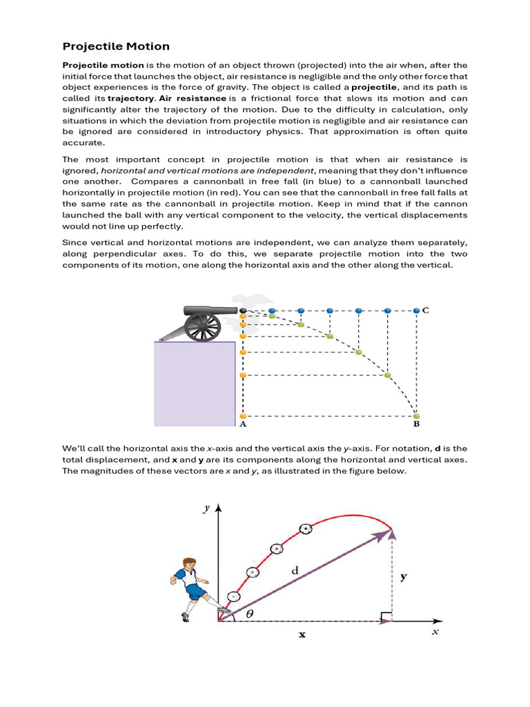 PROJECTILE-Motion.notes | PDF | Force | Projectiles