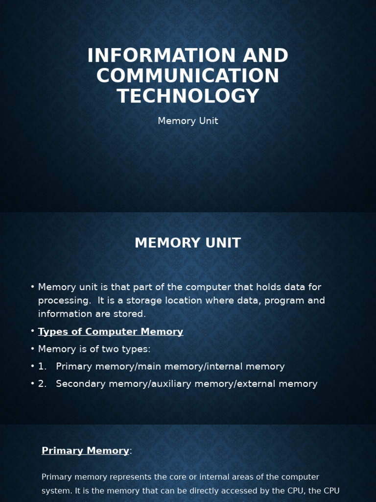 Overview of Computer Memory Units | PDF | Random Access Memory ...