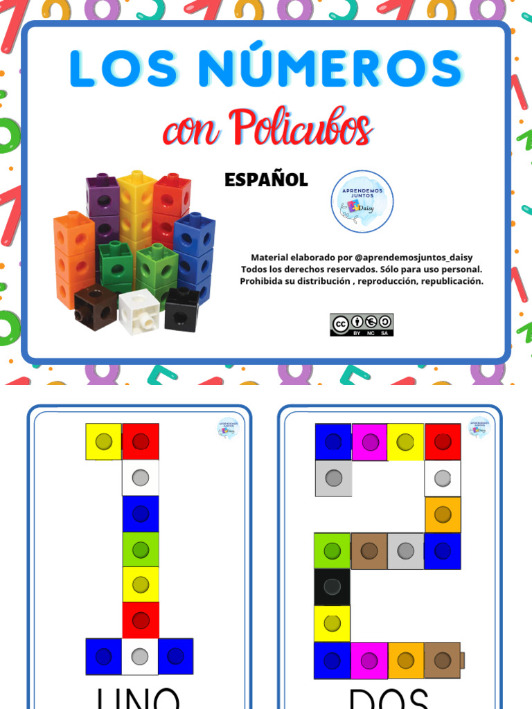 Policubos Números Español @aprendemosjuntos - Daisy | PDF