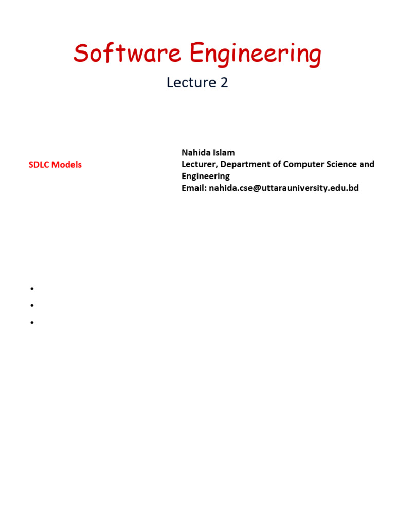 Lecture 2 Sdlc Models Pdf Software Development Process Prototype