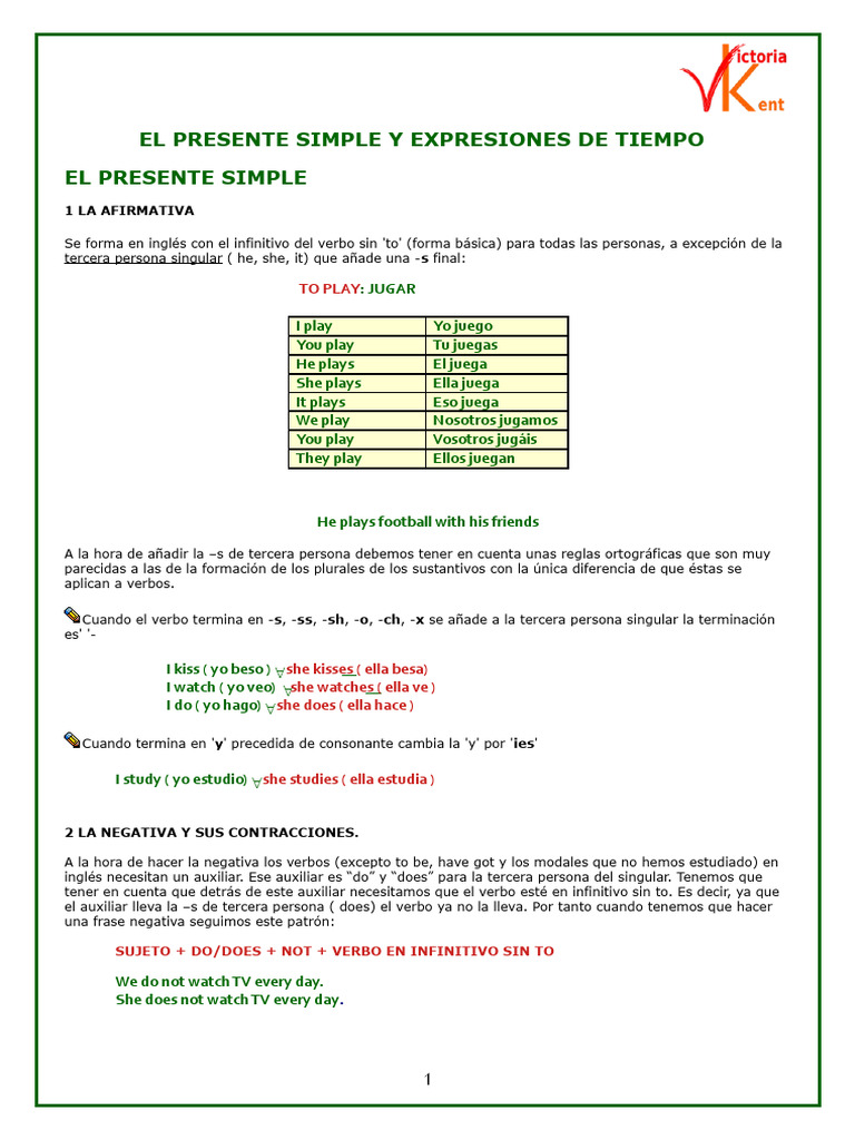 Present Simple | PDF | Verbo | Morfología