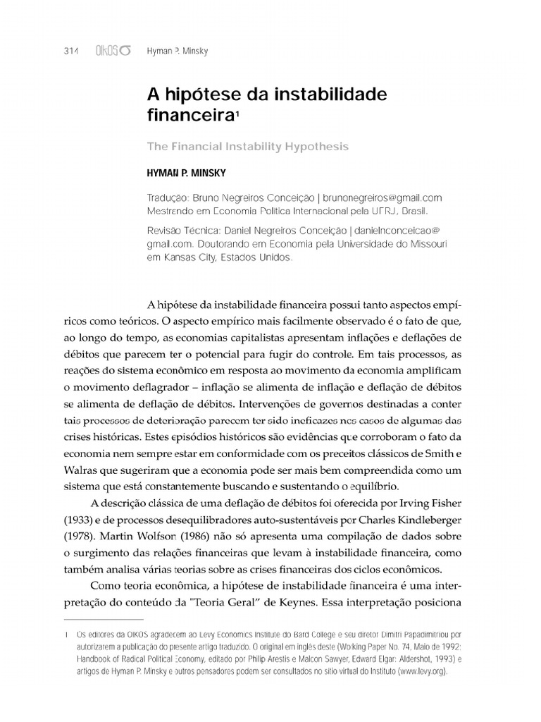 Minsky - Traduo Oikos | PDF