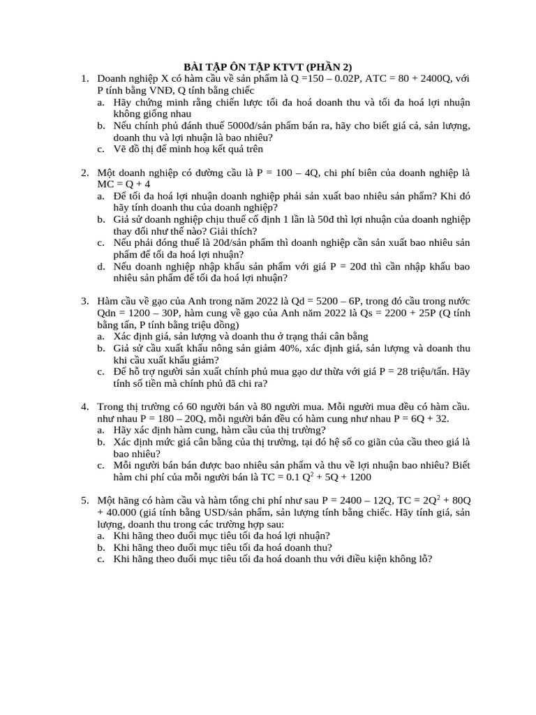 Bài Tập KTVT (Phần 2) | PDF