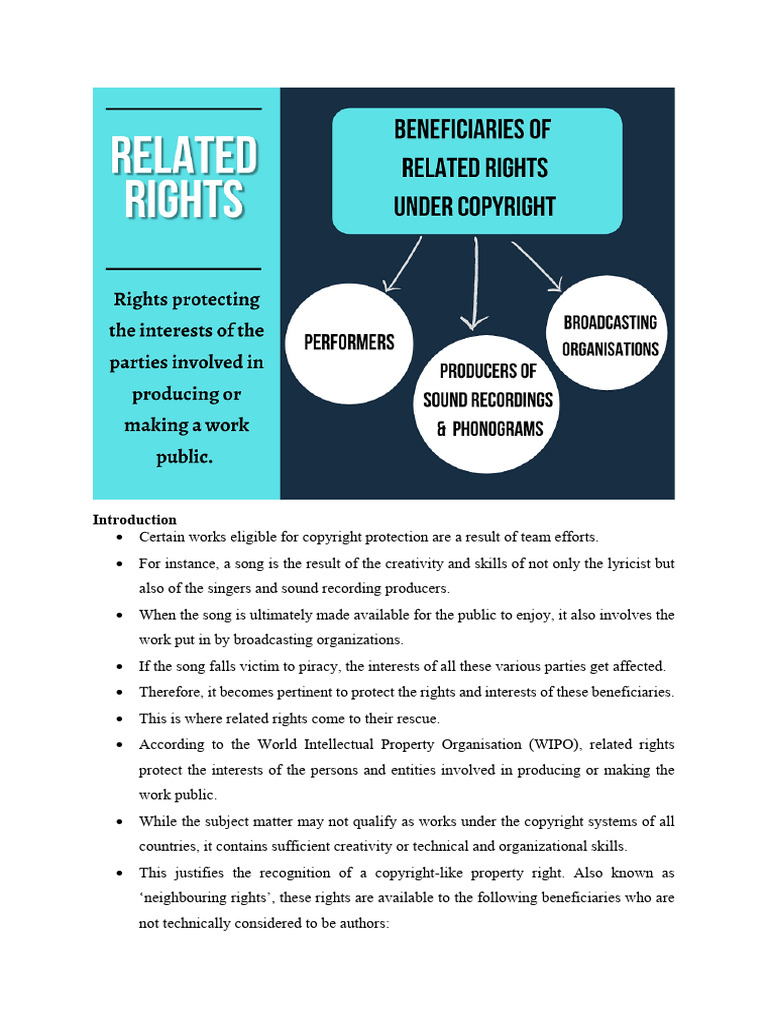 Introduction To Copy Rights Related and Derivative Rights | PDF ...