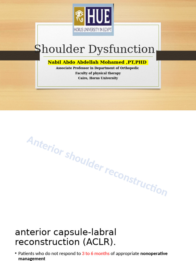 Shoulder Dysfunction Rehabilitation Guide | PDF | Anatomical Terms Of ...