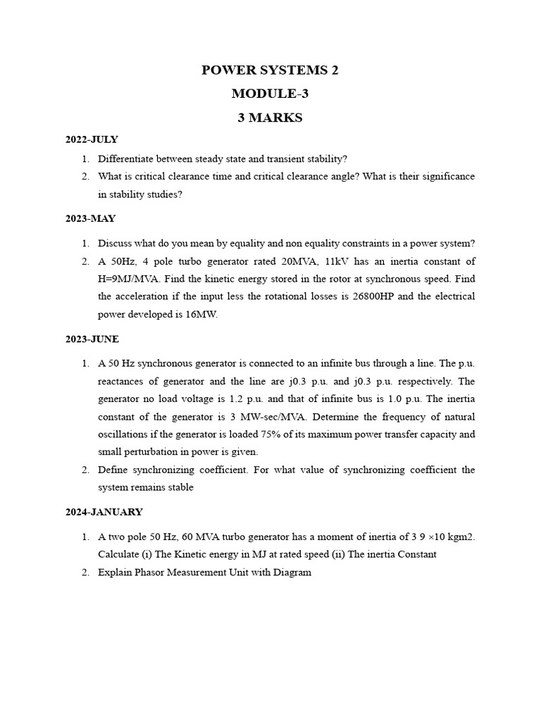 Power Systems Stability Guide | PDF | Electric Generator | Steady State