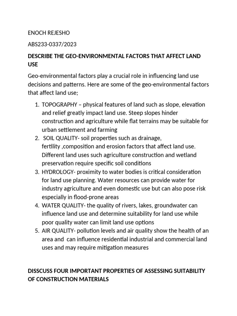 Physical Environment Assignment | PDF | Strength Of Materials | Soil