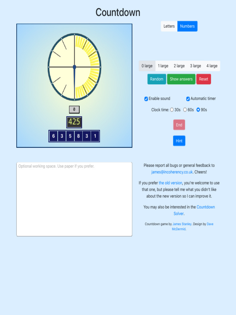 Countdown Game | PDF