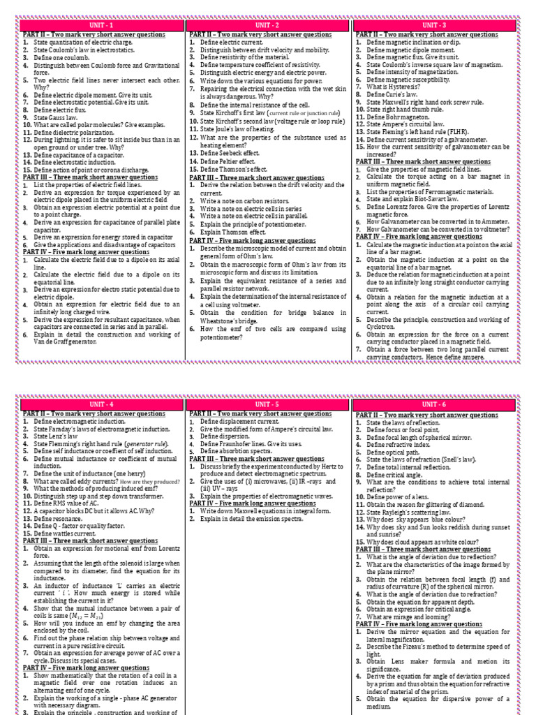 12 important questions -EM | PDF | Electron | Inductance