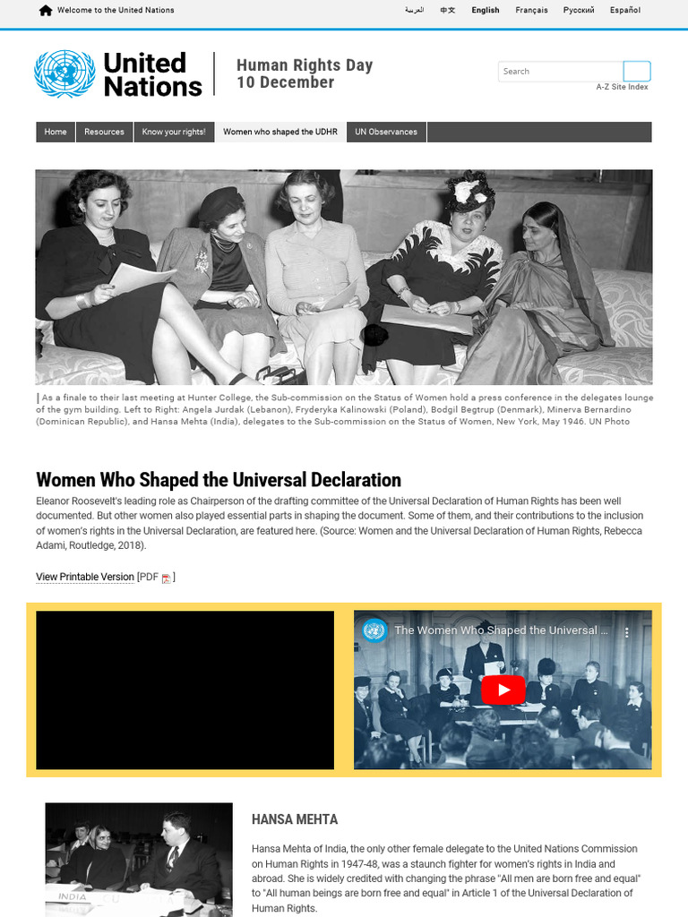 Hansa Mehta - Women Who Shaped The Universal Declaration | PDF ...