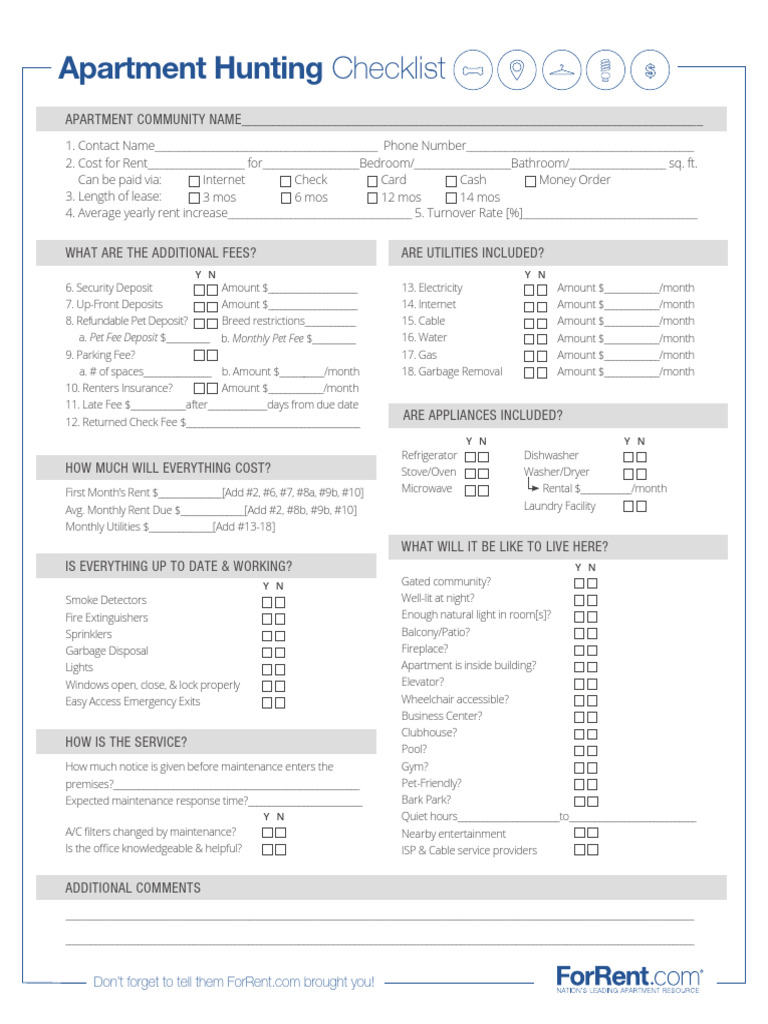 Apartment Rental Cost Checklist | PDF | Renting | Home