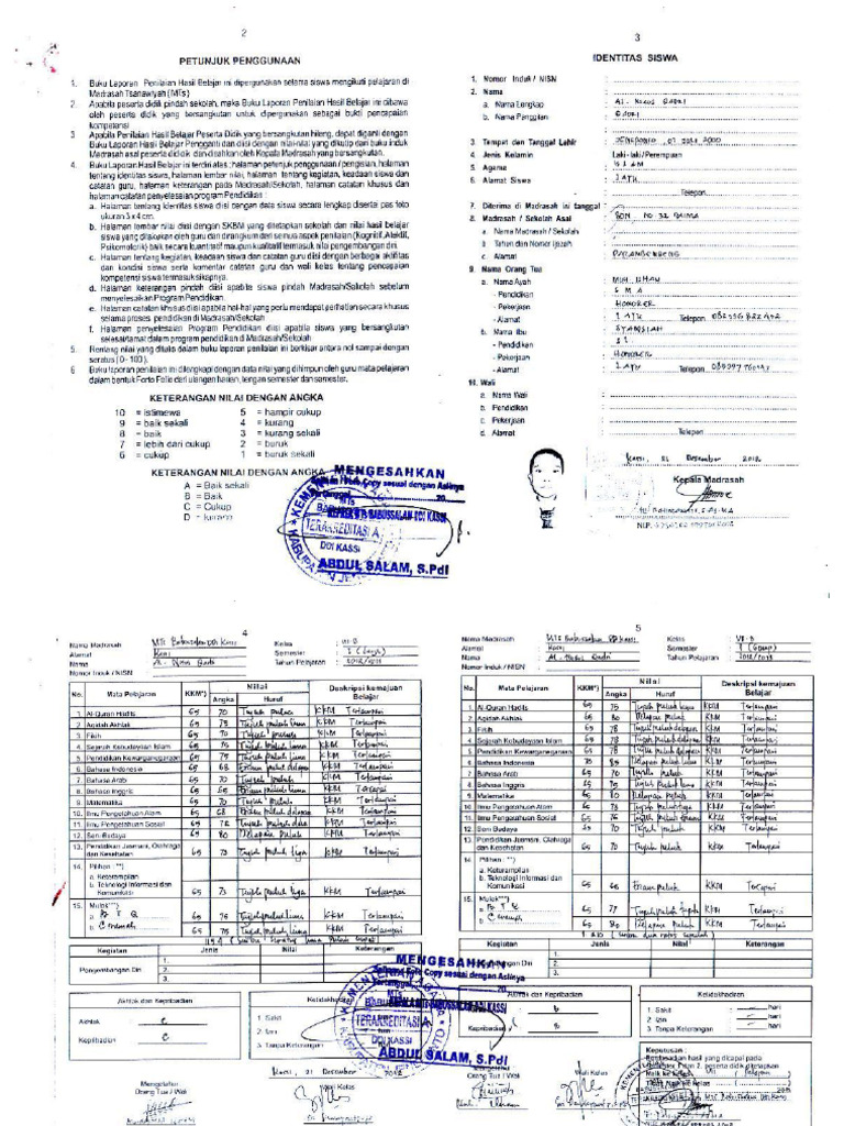 contoh Raport pdf | PDF