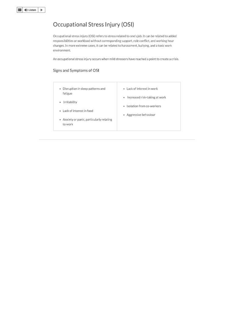 18.5 Occupational Stress Injury (OSI) | PDF