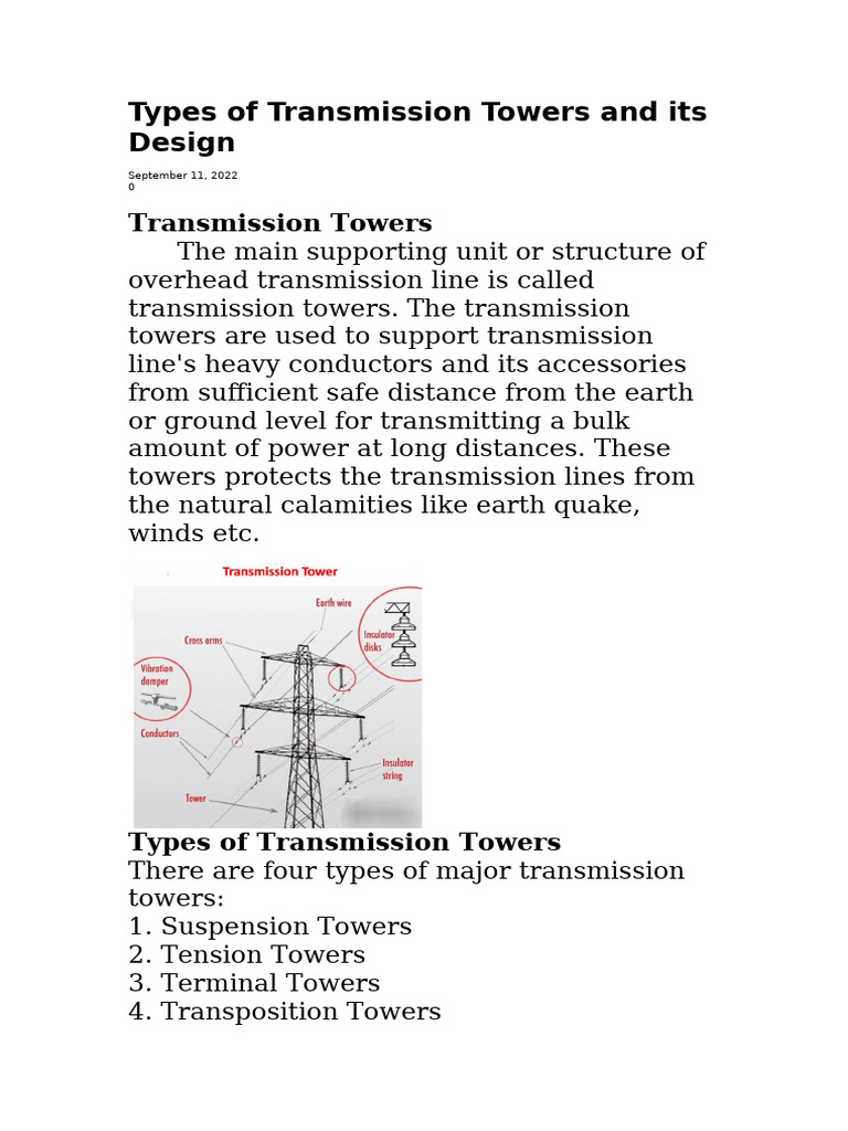 Types of Transmission Towers and Its Design | PDF | Electric Power ...