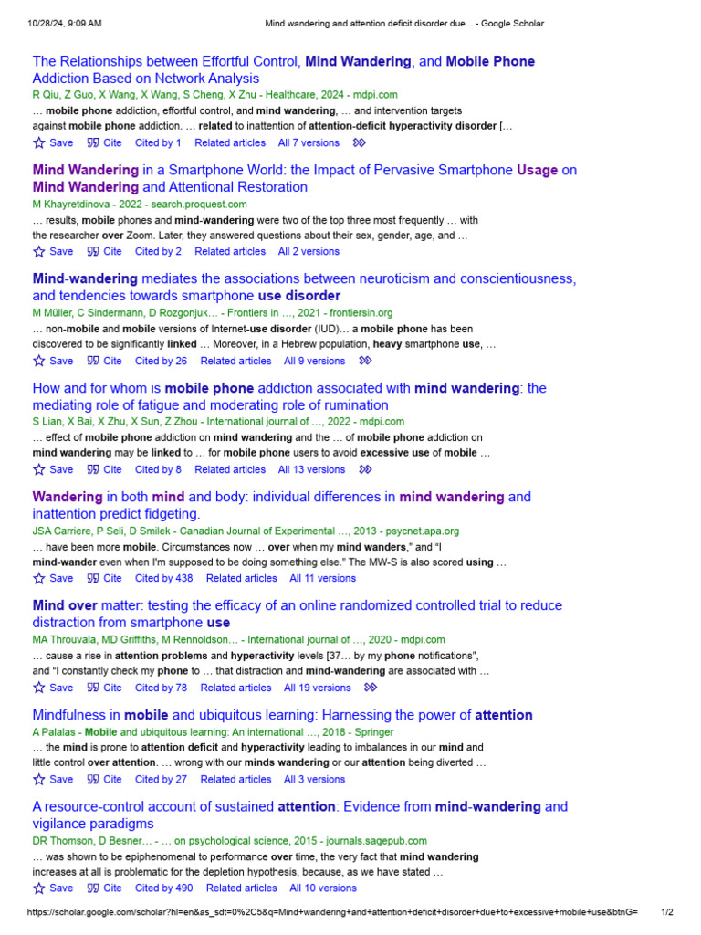Mind Wandering and Attention Deficit Disorder Due... - Google Scholar ...