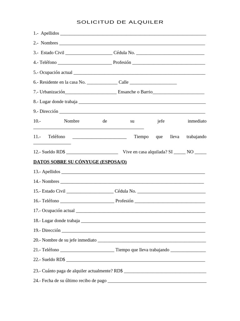 Formulario de Alquiler | PDF | Documento de identidad