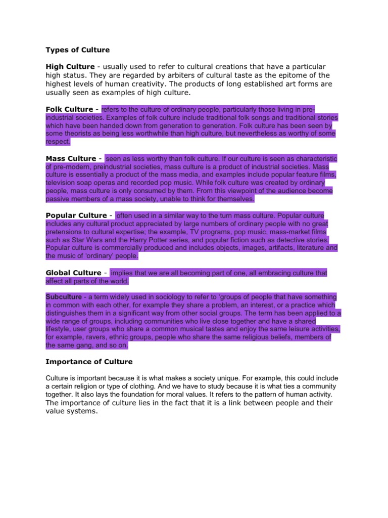 The Importance of Understanding Different Types of Culture | PDF