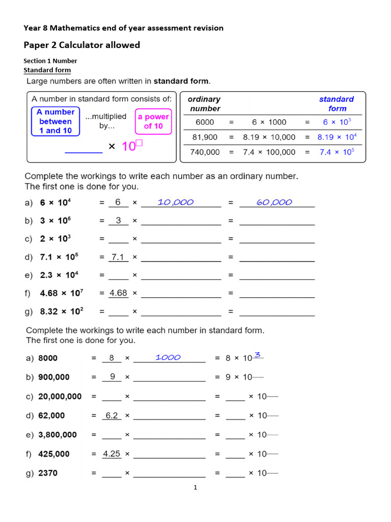 Year 8 Math Assessment Revision Guide | PDF | Area | Geometry