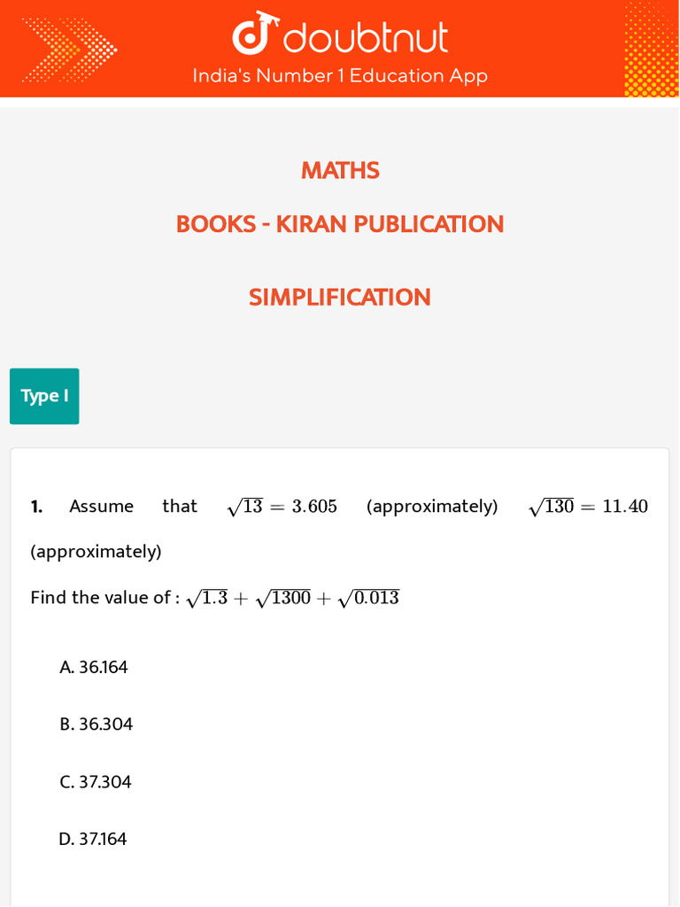 Maths Simplification Problems and Solutions | PDF | Numbers | Discrete Mathematics