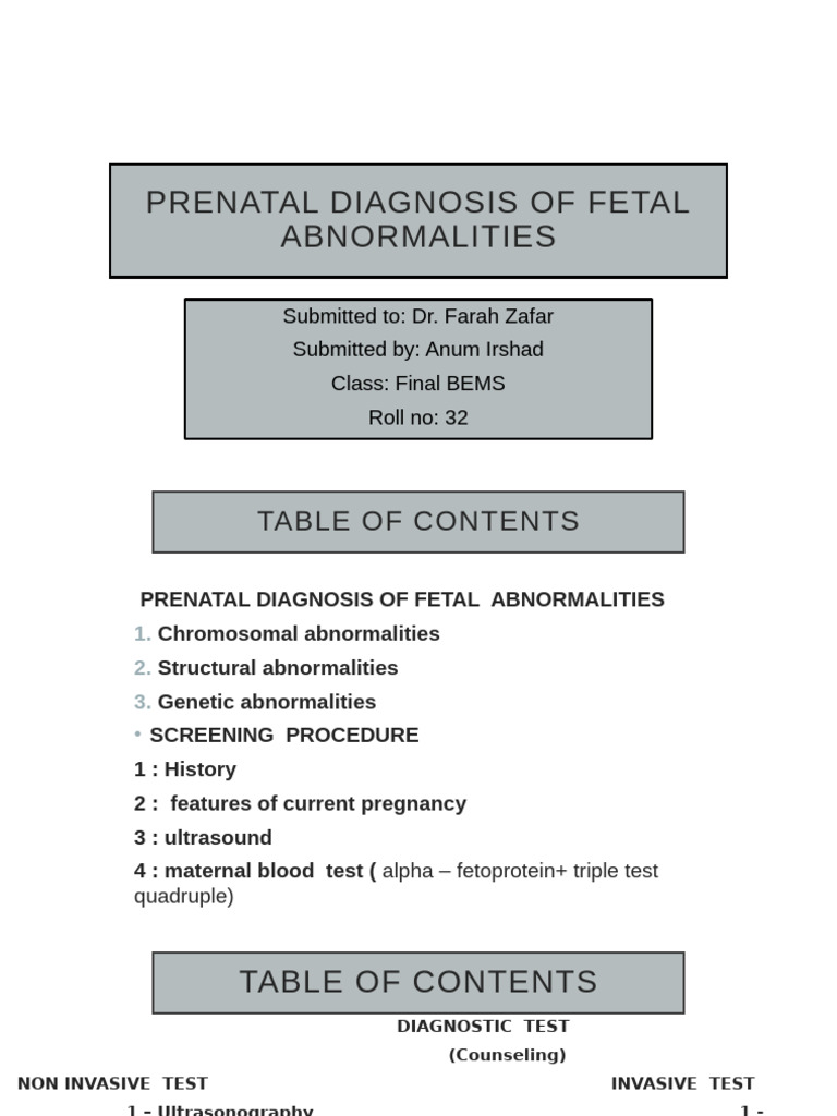 Prenatal Diagnosis of Fetal Abnormalities-1 | PDF | Medical Specialties ...