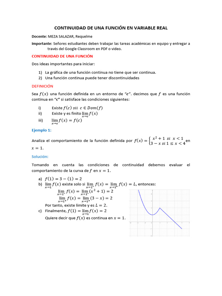 Problemas de Continuidad | PDF | Función (Matemáticas) | Función continua