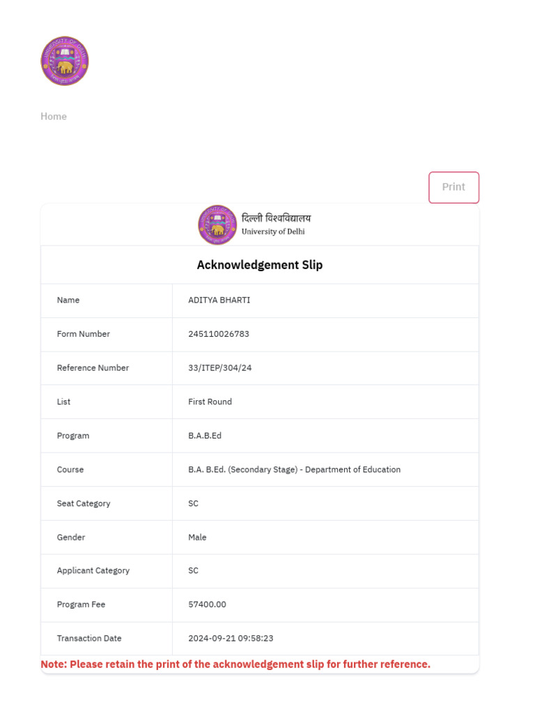 Du Itep Fee Receipt 9yp4v4 | PDF