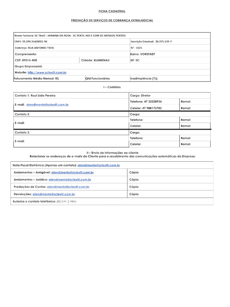 Ficha Cadastral Raul | PDF