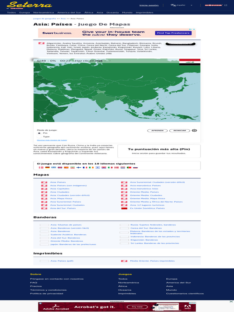 Asia Países - Juego de Mapas - Seterra | PDF | Asia | Oriente Medio