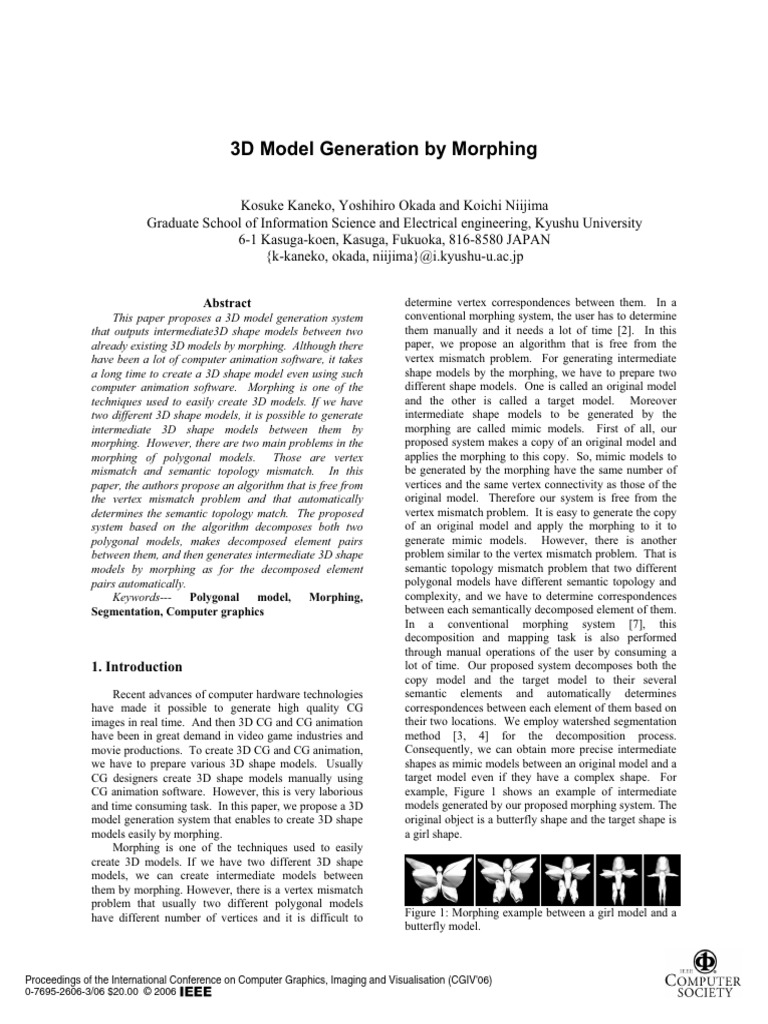 3D Model Generation by Morphing | PDF | 3 D Computer Graphics | Computer Graphics