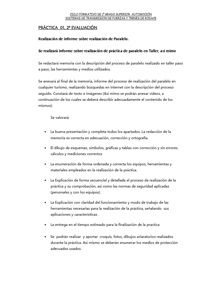 Realizacion de Paralelo | PDF
