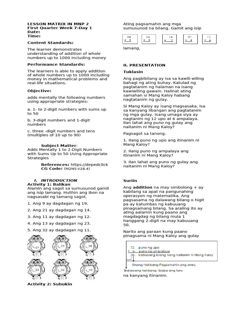 Adds Mentally Lesson Matrix Week 7 Delvi Sagayap | PDF