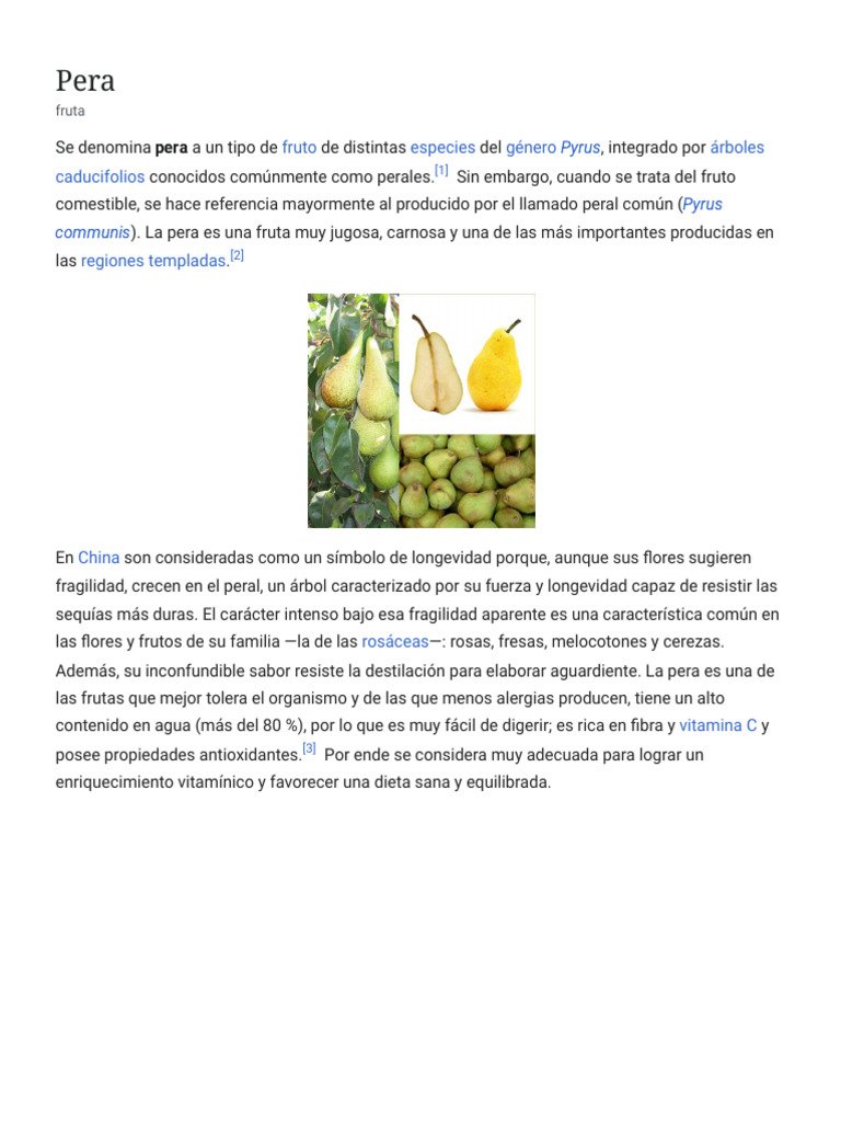 Origen y características de la pera | PDF | Pera | Fruta